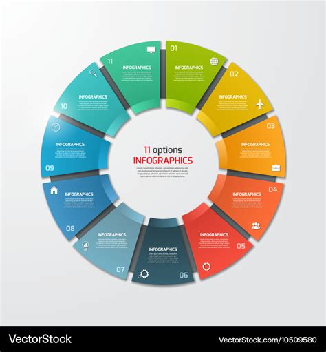 Pie Chart Infographic Template 11 Options Vector Image