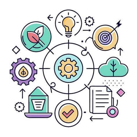 Flujo De Procesos De Negocio Con íconos Conectados Vector Premium