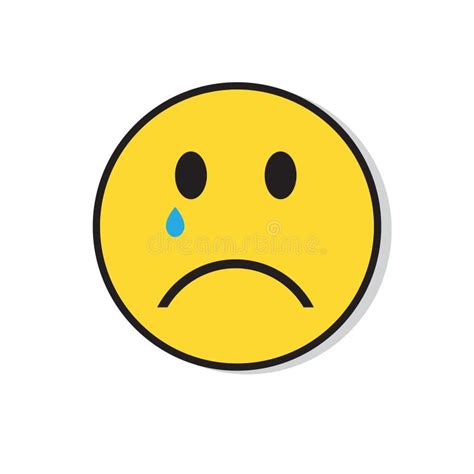 Yellow Sad Face Cry Negative People Emotion Icon Stock Vector