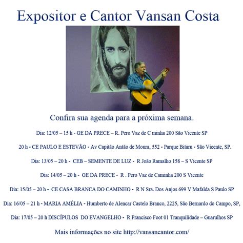 Expositor E Cantor Vansan Costa Confira Sua Agenda Para A Próxima