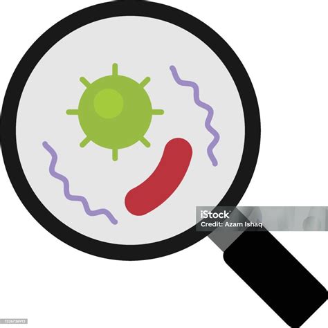 돋보기 벡터 색상 아이콘 디자인 백색 배경에 생물 공학 및 생명 공학 기호를 가진 세균 박테리아 마이크로 뷰 개념 박테리아에