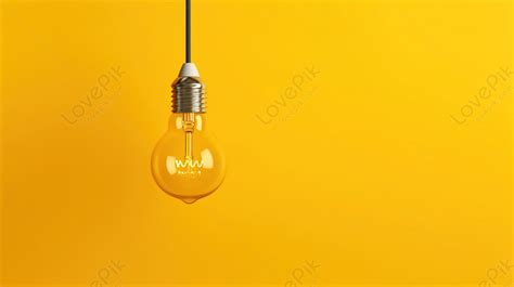 매혹적인 3d 렌더링 일러스트레이션 혁신과 창의성을 상징하는 노란색 매달린 전구가 있는 생생한 배경 노란 배경 V 배경 레이 배경 이미지 Hd 노란 V 레이