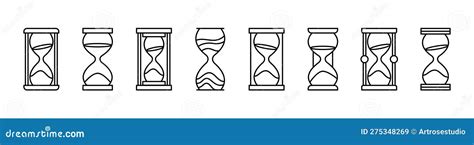 Set Of Hourglasses Line Shapes Thin Line Design Vector Illustration
