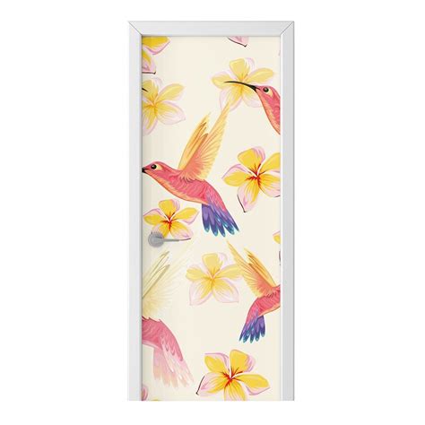 Naklejka na drzwi HOMEPRINT Koliber i żółte kwiaty 75x205 cm