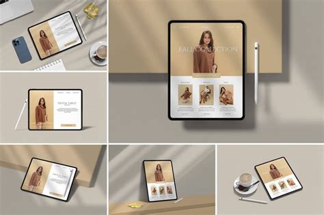 5655 简洁带光影效果的ipad Pro平板电脑psd样机素材 果觅网（gooodme）
