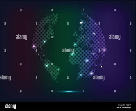 Illustration Of A Colorful Abstract Glowing World Map Background Stock