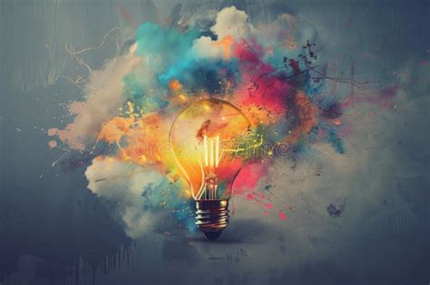 Light Bulb Exploding With Color Representing A Creative Idea Stock