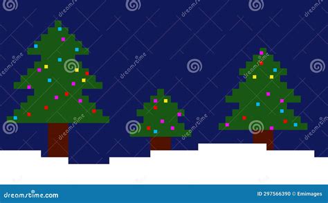 Pixel Christmas Trees With Blinking Lights Stock Footage Video Of