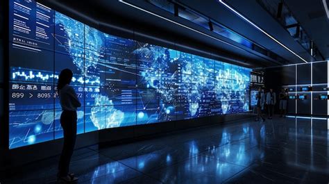 Premium Photo Cybersecurity Analyst Monitoring Video Wall