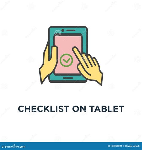 Checklist On Tablet Display Icon Checkboxes With Check Mark List Of Purchases Concept Symbol