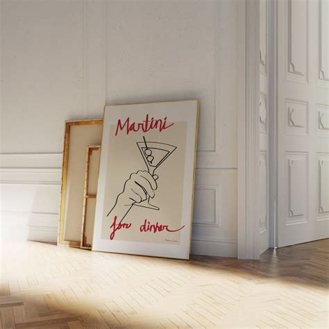 Martini Poster Retro Cocktail Wall Art Bar Cart Wall Art Retro Cocktail