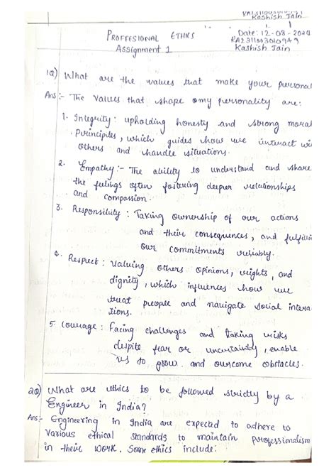 Doc 3576 Assigment Of Dsa Kashish PROFFESIONAL ETHICS Date