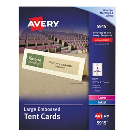 Avery® 5915 3 12 X 11 Ivory Large Embossed Tent Cards 50box