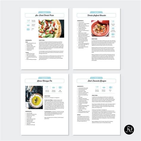 Editable Recipe Cookbook Template MS Word Mac Pages Google Docs