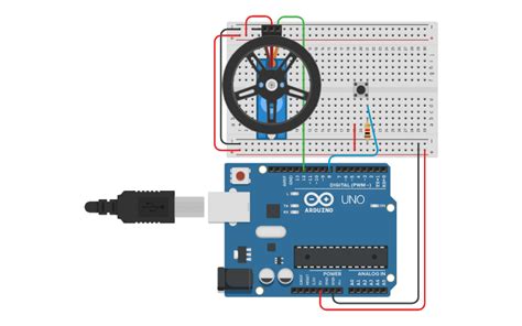 Circuit Design Servo Com 1 Botão Tinkercad