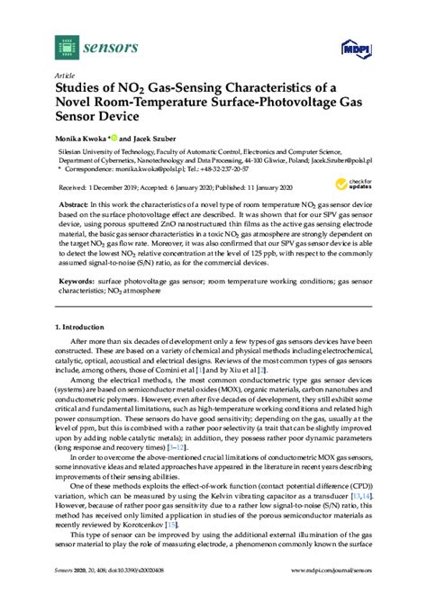 Pdf Effect Of Humidity On Light Activated No And No2 Gas Sensing By Hybrid Materials