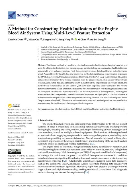 Pdf A Method For Constructing Health Indicators Of The Engine Bleed