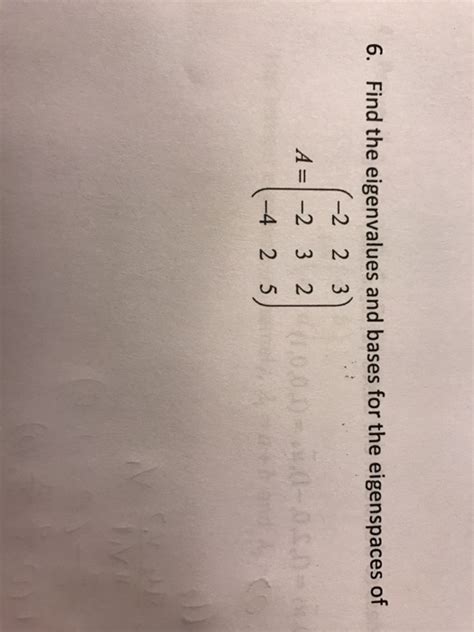 Solved Find The Eigenvalues And Bases For The Eigenspaces Of Chegg