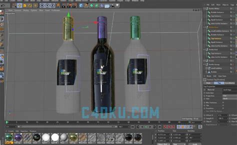 C4DR19建模三维红魔鬼葡萄酒玻璃瓶材质产品包装渲染教程内带3D模型3D资源下载 C4D库
