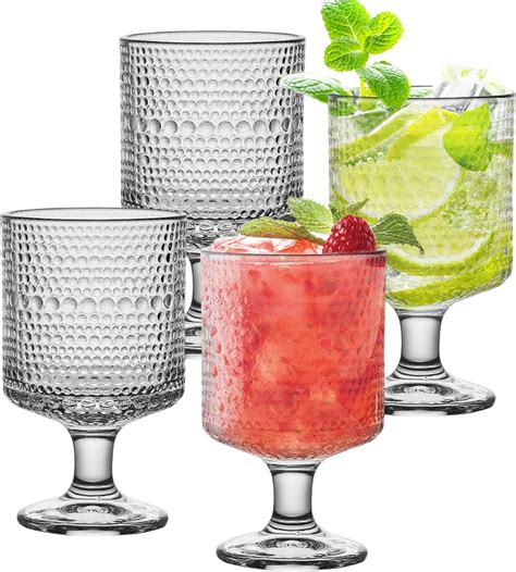 Wine Glasses Goblets 4 Pcs Vintage Drinking Glasses 225ml