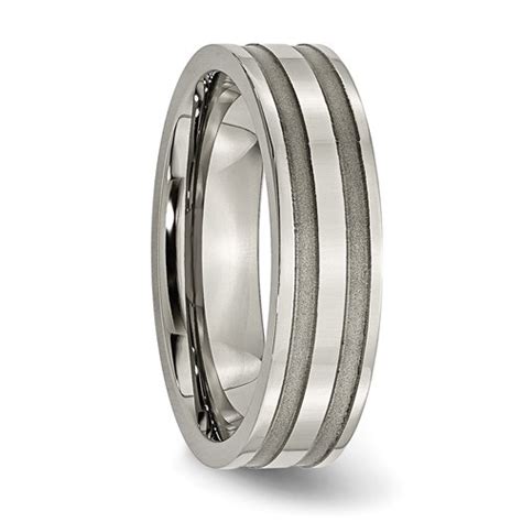 Titanium Brushed And Polished 6mm Grooved Band Mband084