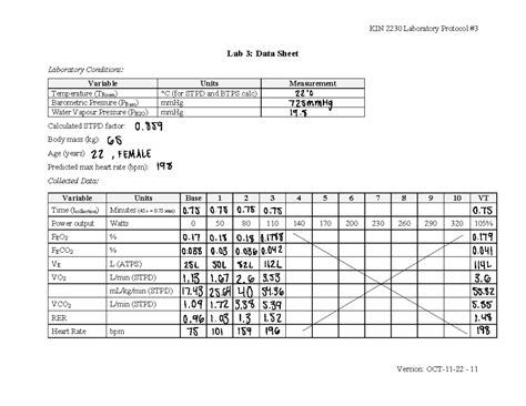 Exercise Phys Lab KIN Laboratory Protocol Version OCT Lab