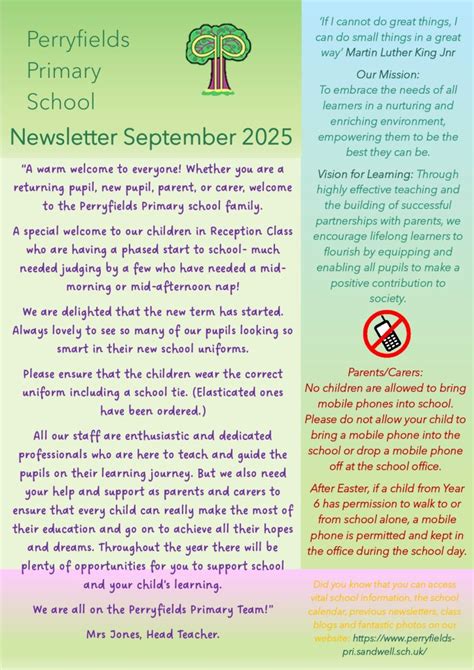Newsletter September 2025 Perryfields Primary School