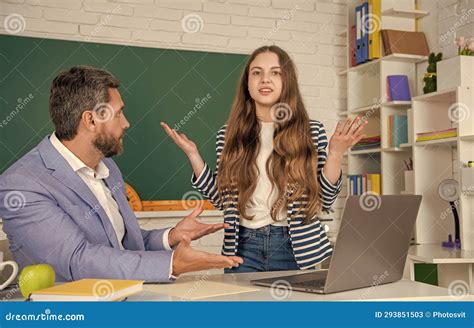 Failed Girl With Tutor In Classroom Use Laptop Stock Image Image Of Failed Classroom