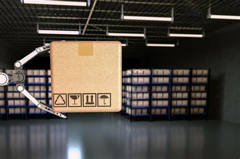 로봇팔 제조업 기술용 물체 미래의 제품 수출입 프리미엄 사진