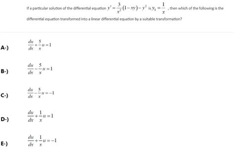 Solved If A Particular Solution Of The Differential Chegg Com