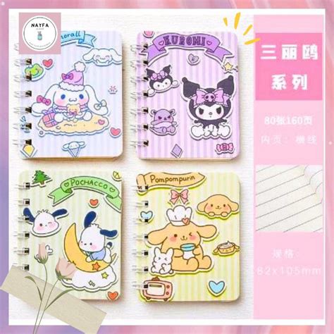 Jual Notebook Mini A7 Sanrio Buku Catatan Ring Scrapbook Karakter Lucu 80 Lembar Shopee Indonesia