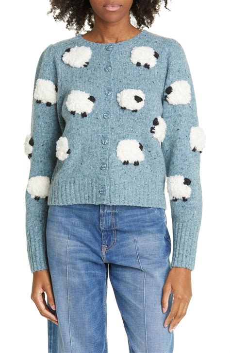 Sea Samira Sheep Appliqué Merino Wool Blend Cardigan Editorialist