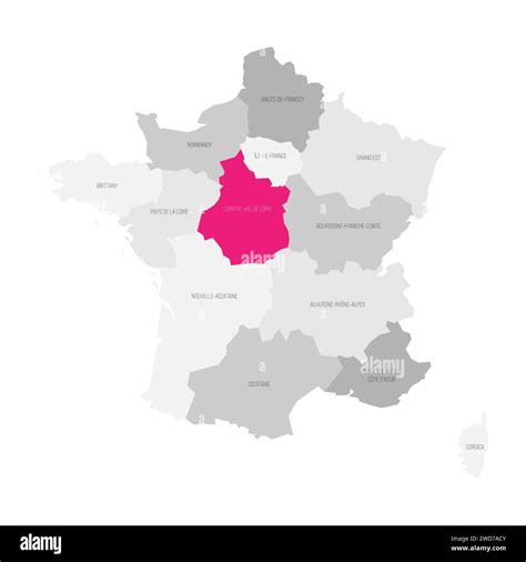 Centre Val De Loire Map Of Administrative Division Region Pink