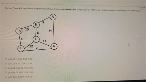 Solved Question 5 Select All That Apply To A Spanning Tree