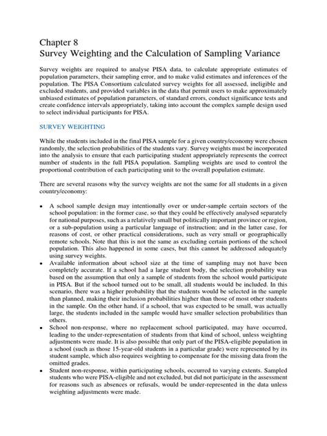 Pisa2018 Tecreport Ch 08 Survey Weights Pdf Sampling Statistics