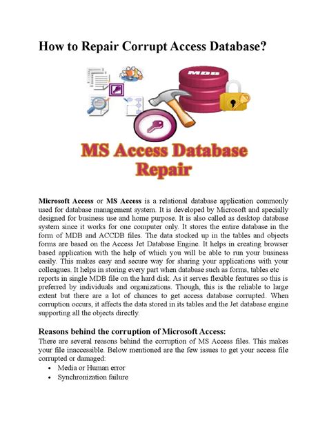 How To Repair Corrupt Access Database By Repair Corrupt Files Issuu