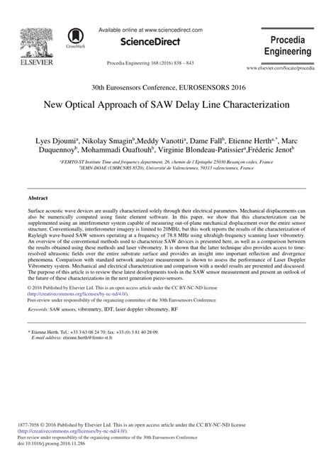 Pdf New Optical Approach Of Saw Delay Line Characterization