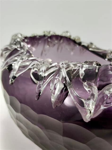 Postmodern Amethyst Hand Blown Glass Bowl Or Centerpiece Italy At