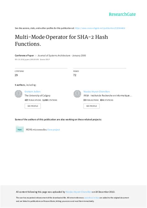 pdf multi mode operator for sha 2 hash functions arnaud tisserand