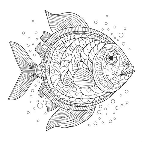 Illustartion libro para colorear página pescado Vector Premium