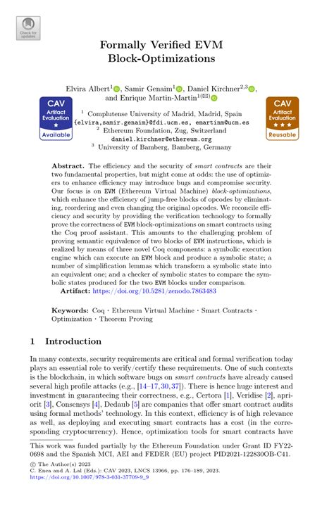 pdf formally verified evm block optimizations