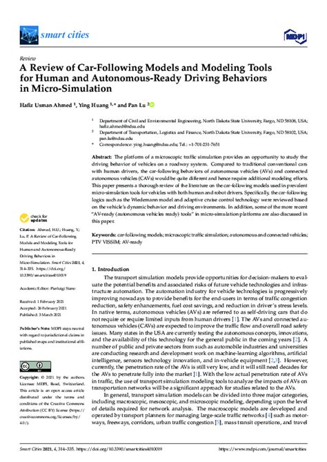 Pdf A Review Of Car Following Models And Modeling Tools For Human And Autonomous Ready Driving