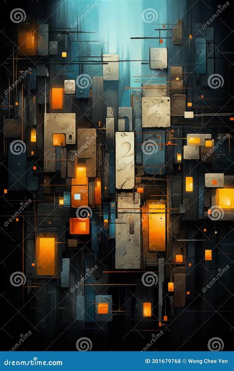 Abstract Rectangular Lines Urban Themed Pattern Design Wallpaper Stock