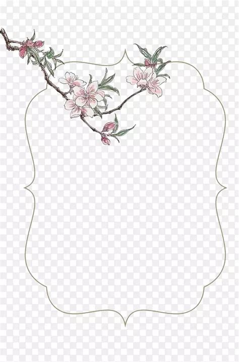 手绘古风桃花桃枝边框免扣PNG图片素材下载 图片编号7545437 PNG素材网
