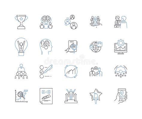 Development Line Icons Collection Advancement Progression Evolution