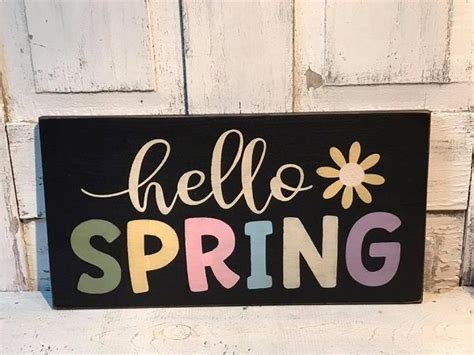 Hello Spring Wood Sign Hello Spring Sign Spring Sign Spring Crafts