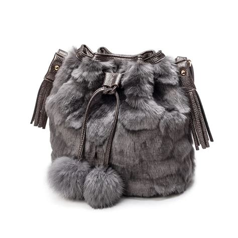 Homeda Faux Rabbit Fur Women Bag Faux Fur Handbag 2018 Tote Bucket Bags