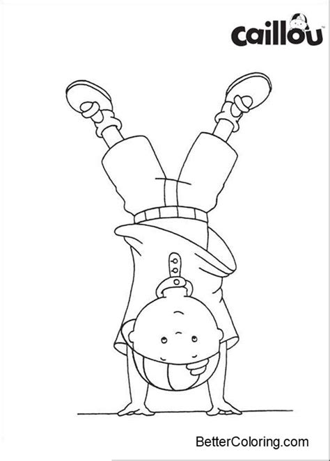 Caillou Coloring Pages Lineart Handstand Free Printable Coloring Pages