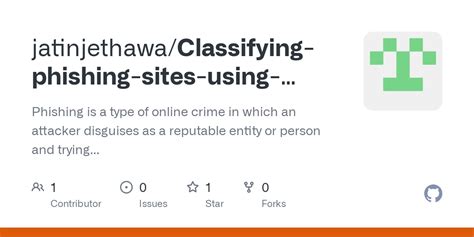 Github Jatinjethawa Classifying Phishing Sites Using Machine Learning Phishing Is A Type Of