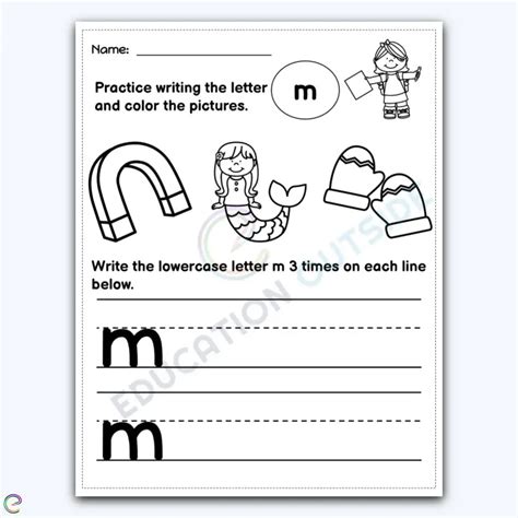 Lowercase Letter M Writing Practice Coloring Page